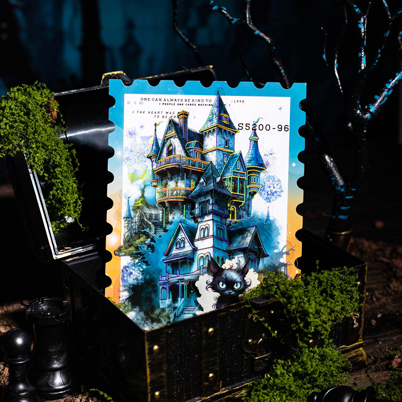 Dark Gothic Ruined Castle Stickers for Junk Journal - Journaling Supplies