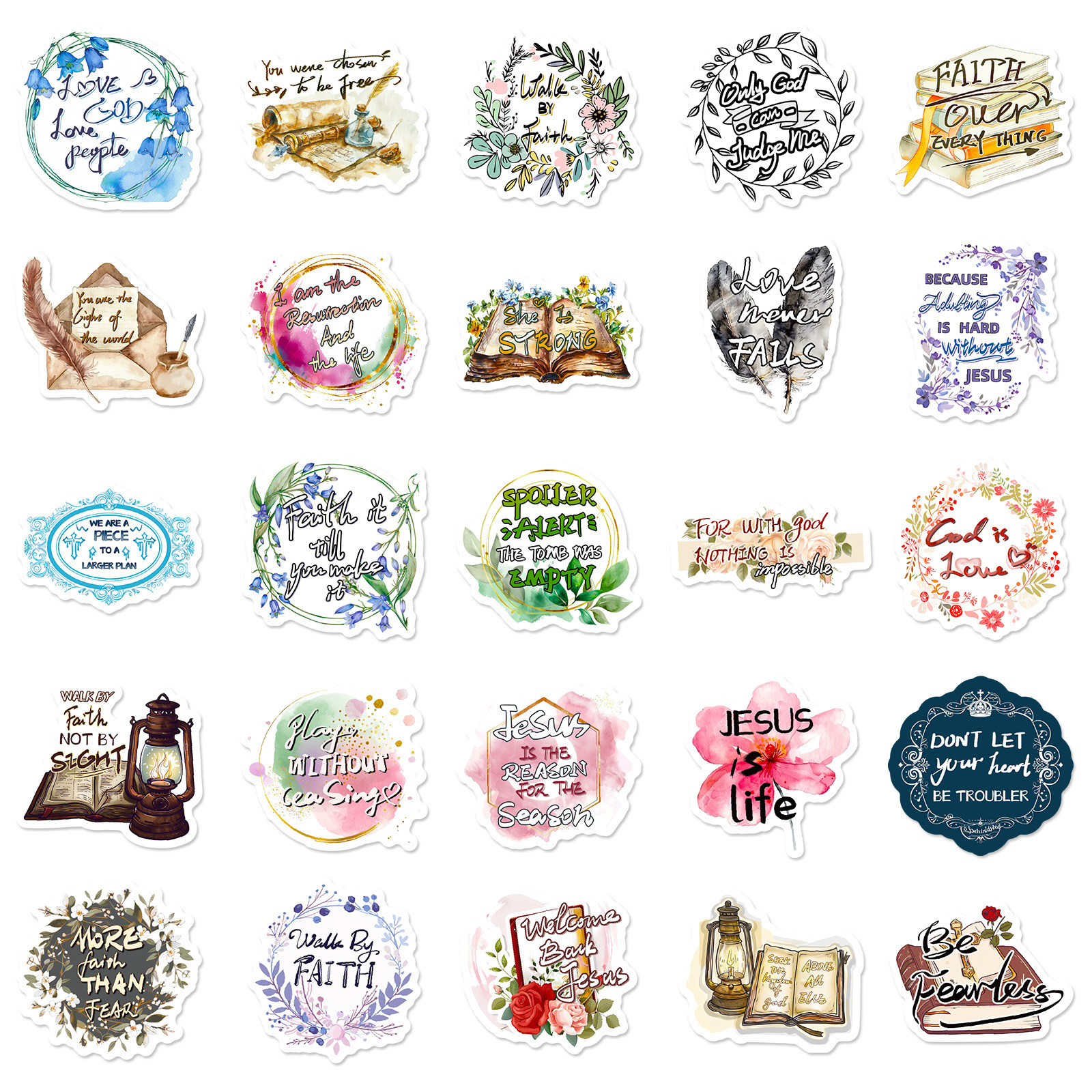 50pcs Inspirational Bible Quote Stickers - Journaling Supplies
