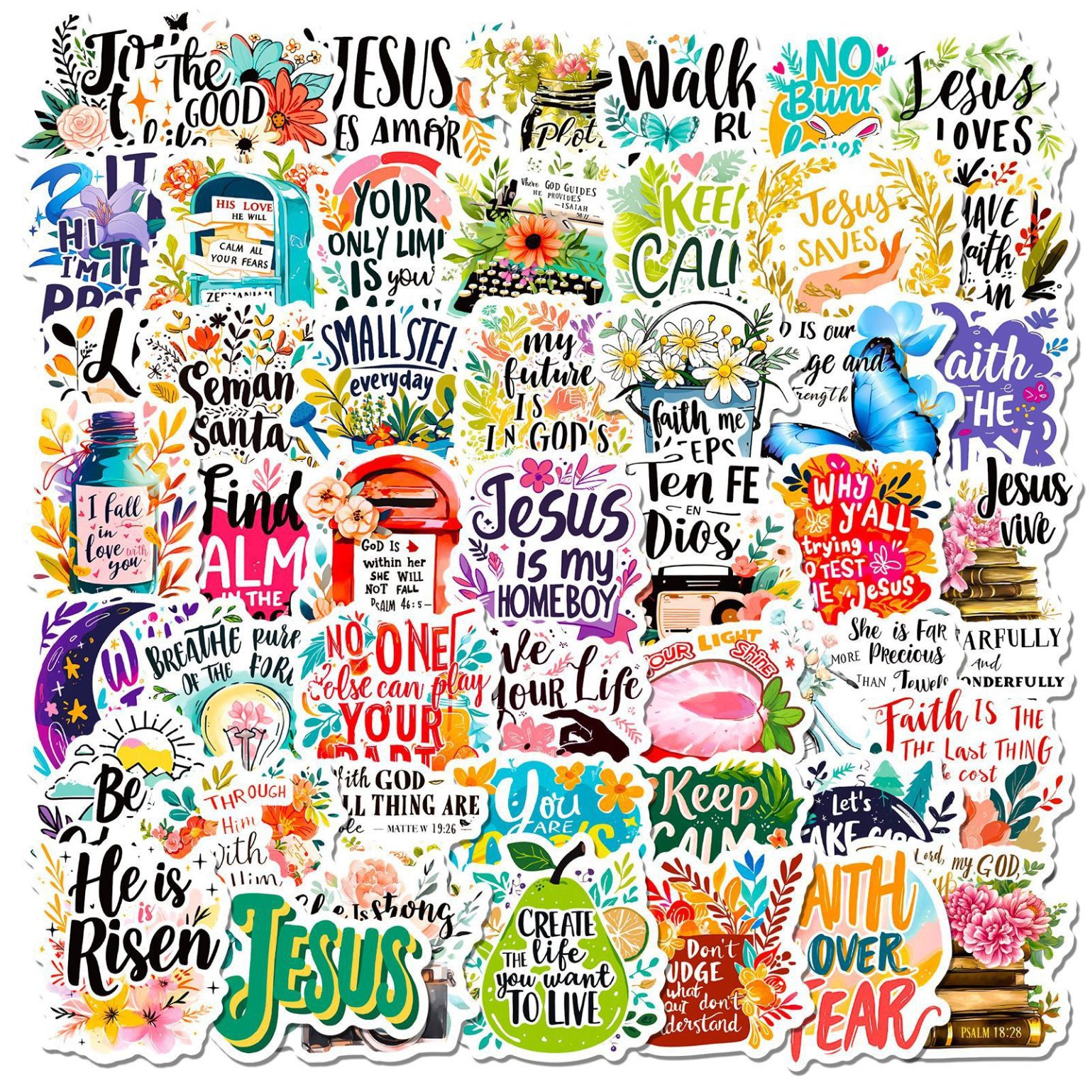 50pcs Creative Bible Verse Stickers - Journaling Supplies
